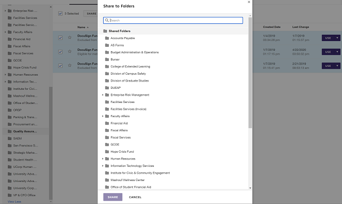 Add your Template to a Shared Folder | DocuSign @ SF State